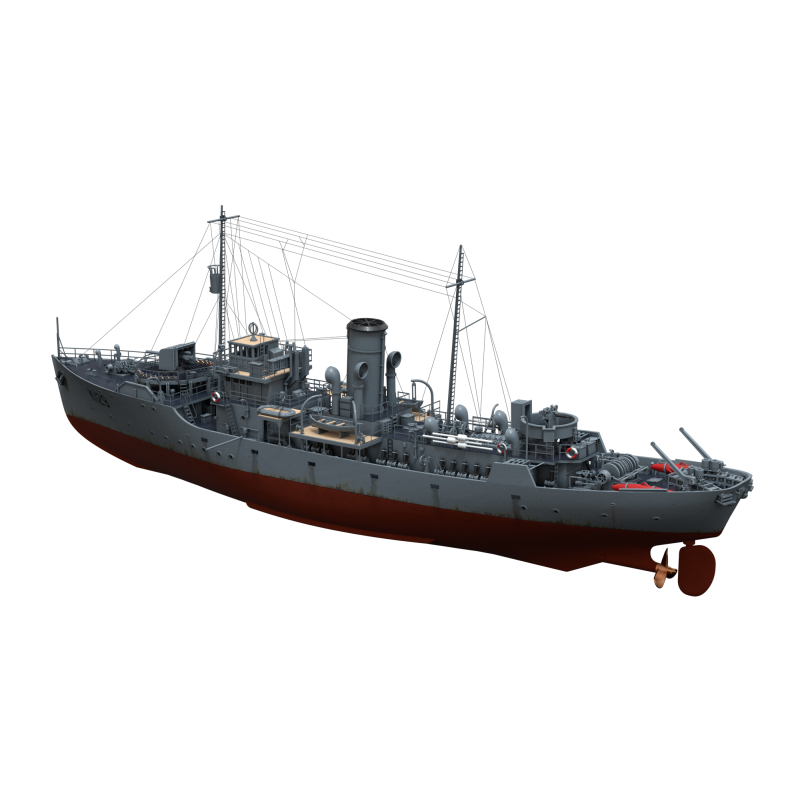 HMCS Agassiz, short forecastle and minesweeping gear