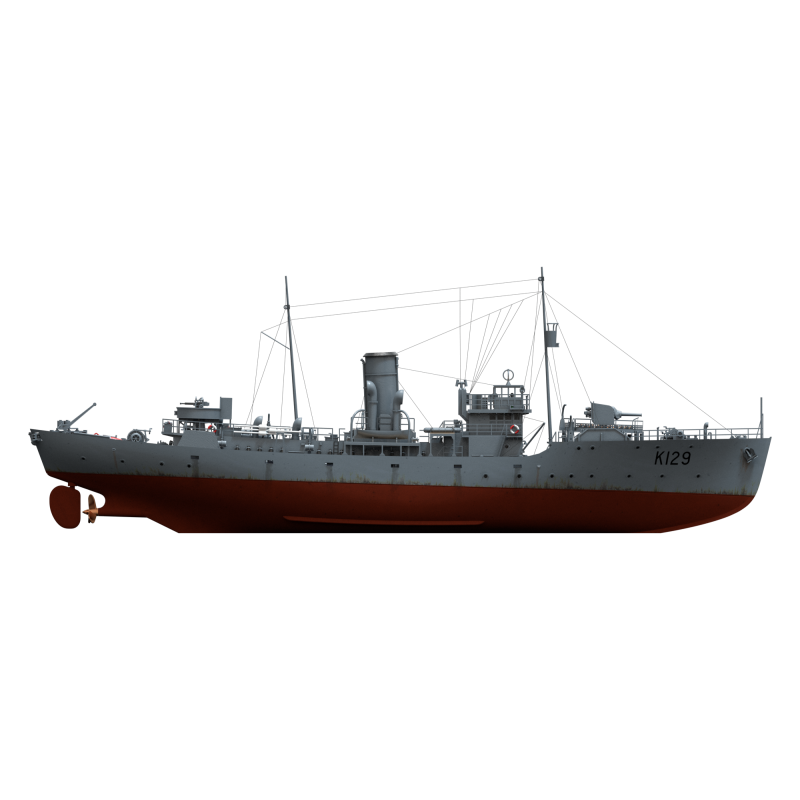 HMCS Agassiz, short forecastle and minesweeping gear