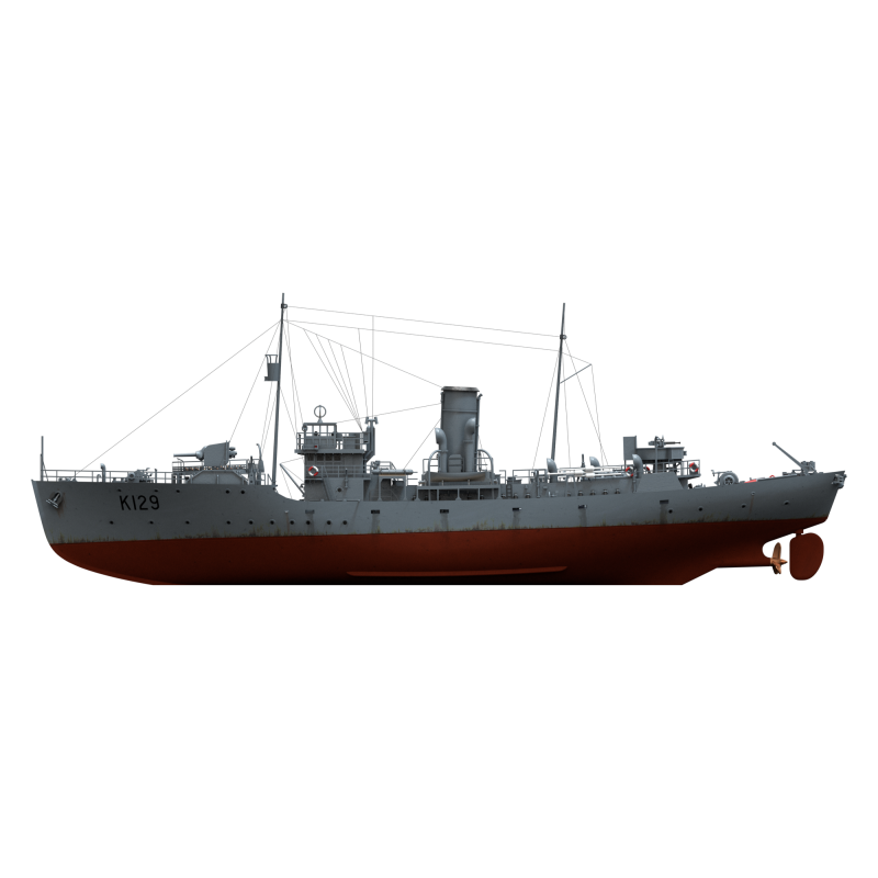 HMCS Agassiz, short forecastle and minesweeping gear