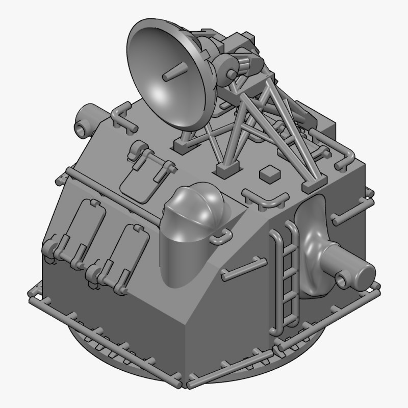 Mk.37 gun director with cupola and Mk.25 radar antenna (x2)