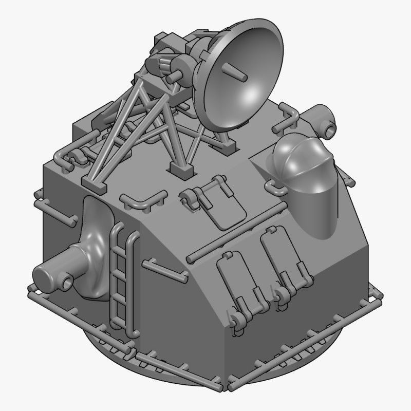 Mk.37 gun director with cupola and Mk.25 radar antenna (x2)